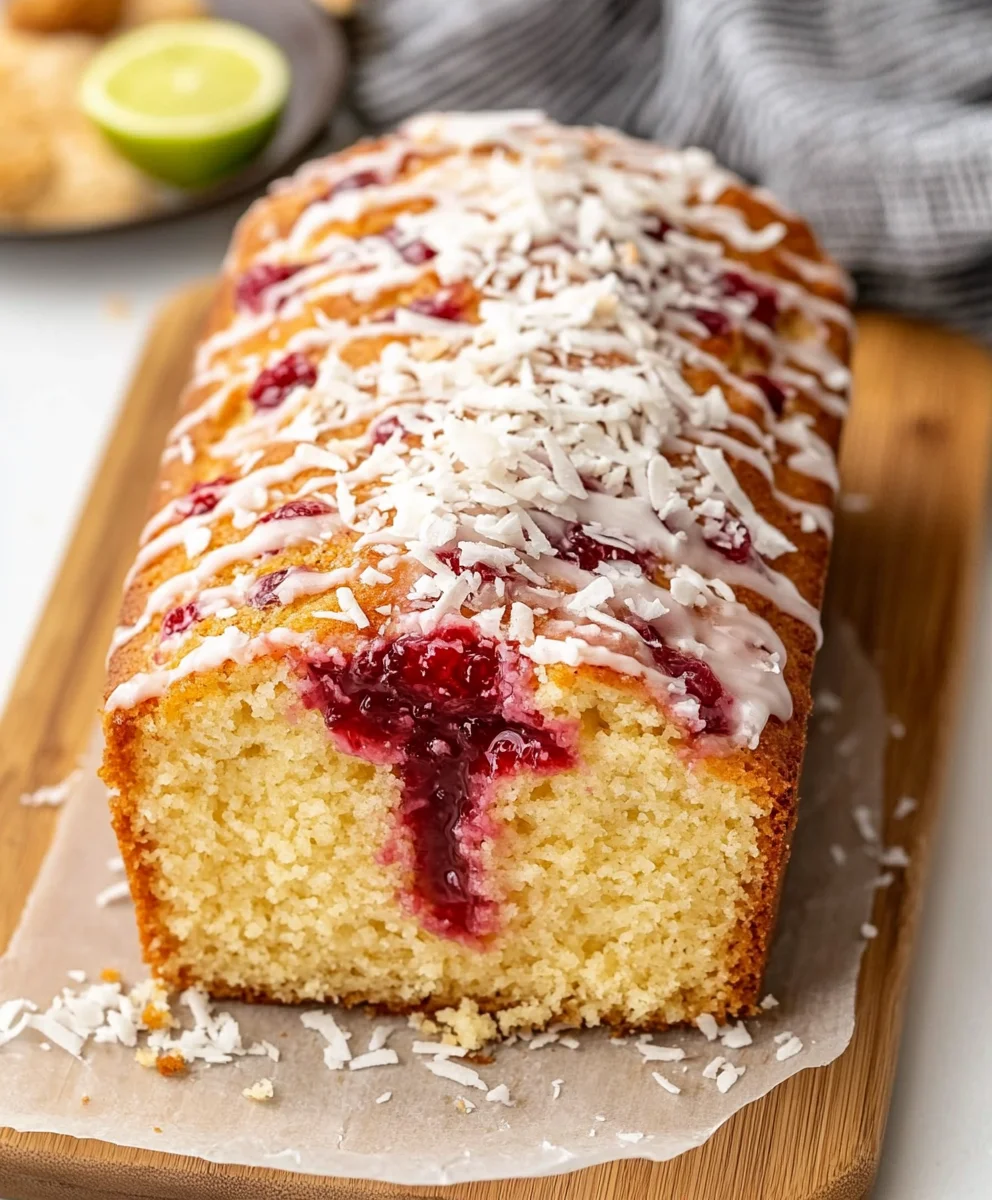 Raspberry and Coconut Loaf Cake